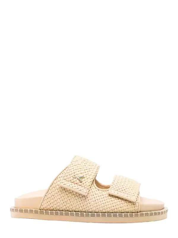 Patrizia Pepe Branded Leather Slippers - Neutrals