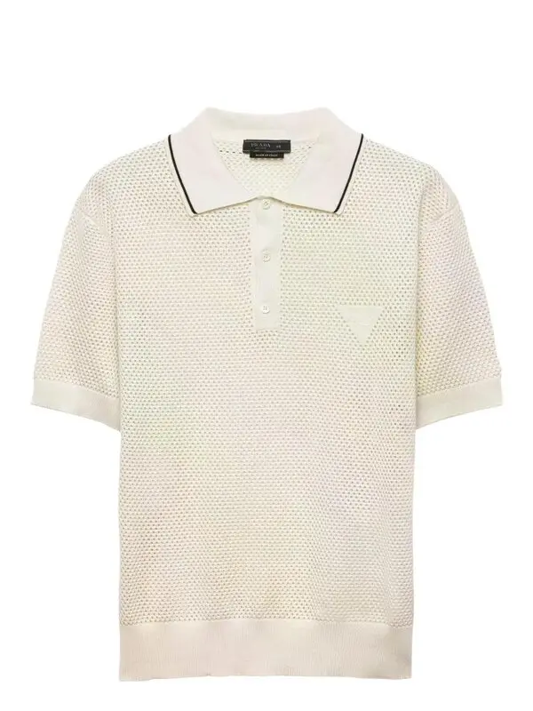 Prada Silk And Cotton Polo Shirt - Neutrals
