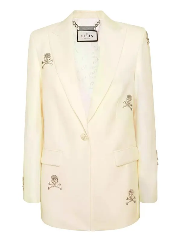Philipp Plein Skull Strass Blazer - White