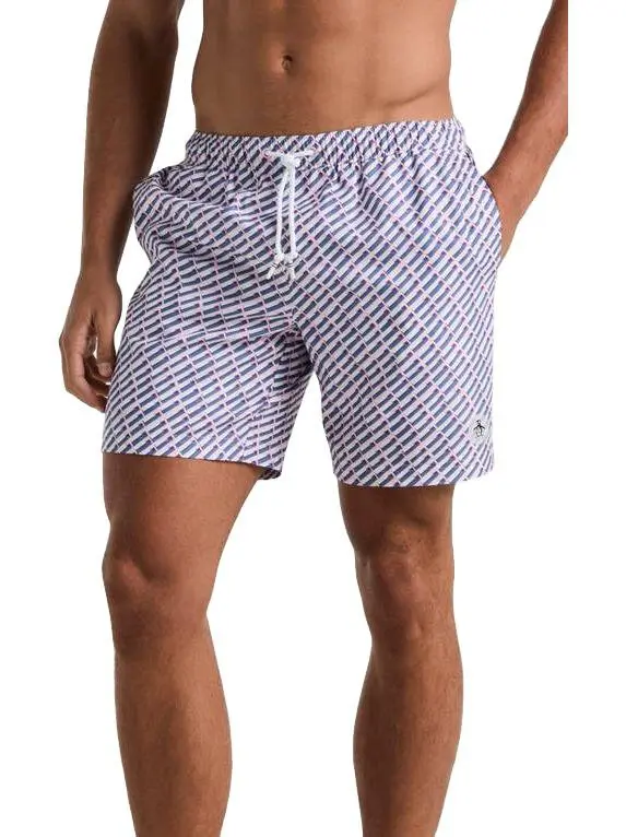ORIGINAL PENGUIN 7-inch Volley Swim Trunks - Parfait Pink