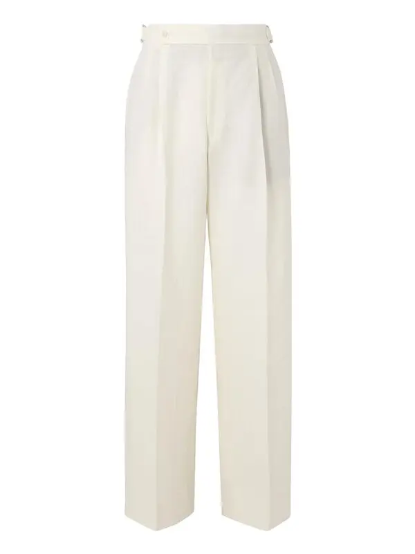STOFFA Straight-leg Linen-canvas Trousers - Neutrals