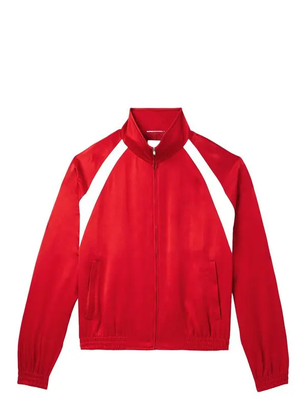 Saint Laurent Striped Satin Track Jacket - Red