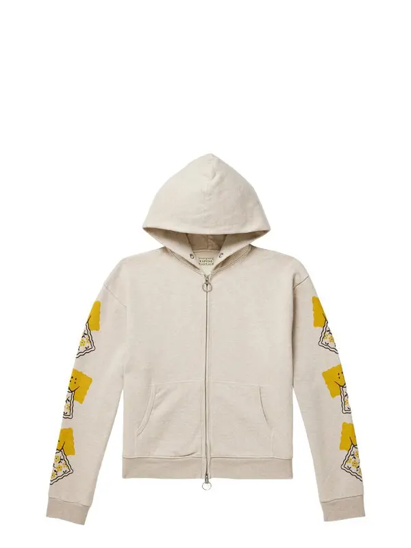 Kapital Printed Cotton-jersey Zip-up Hoodie - Neutrals