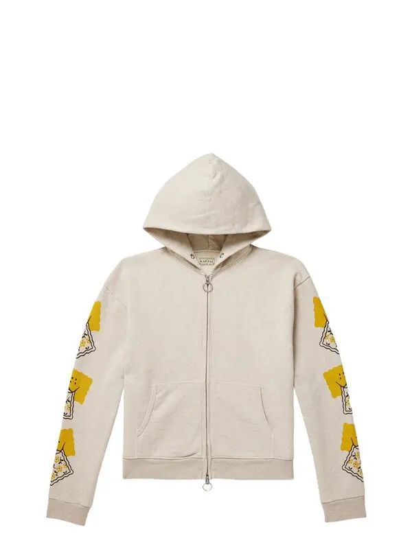 Kapital Printed Cotton-jersey Zip-up Hoodie - Neutrals
