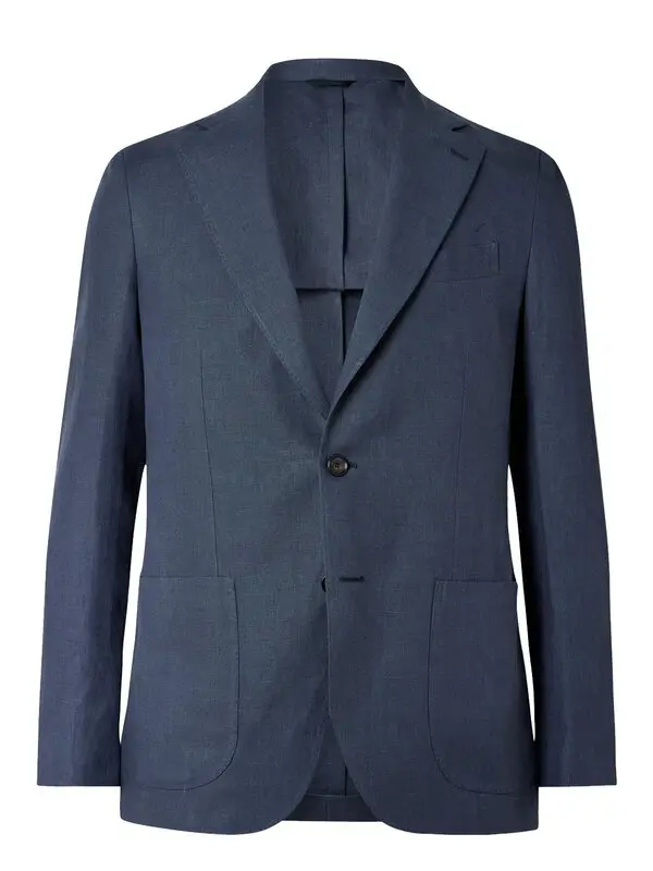 DE PETRILLO Linen Suit Jacket - Blue