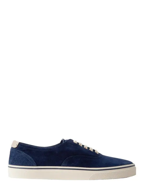 Brunello Cucinelli Leather-trimmed Suede Sneakers - Blue