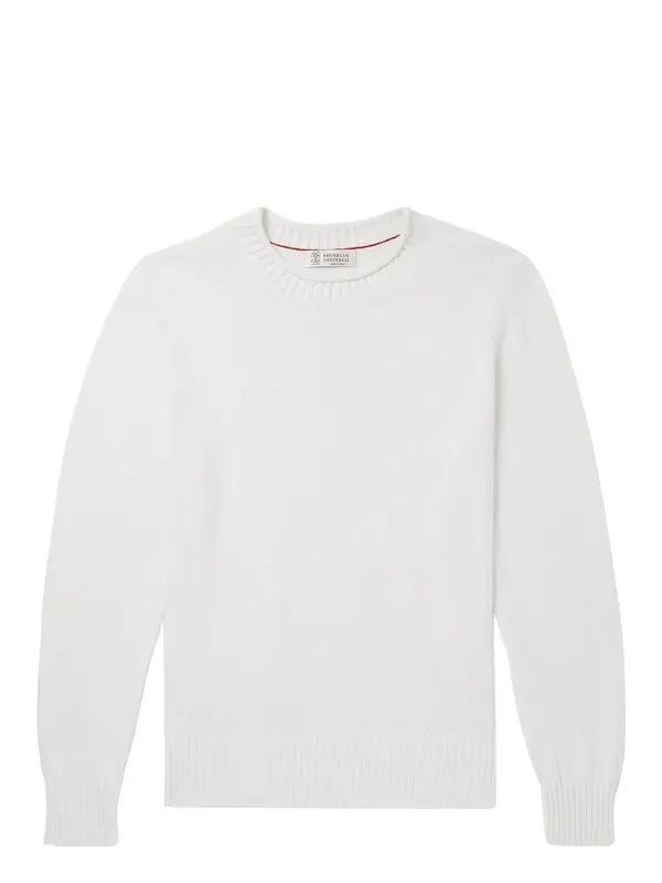 Brunello Cucinelli Cotton Crewneck Sweater - White