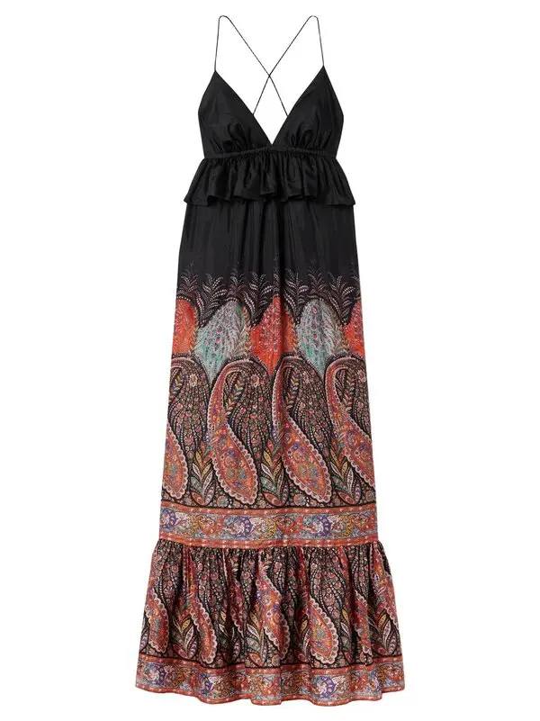 Zimmermann Rhiannon Paisley-print Silk Midi Dress - Black