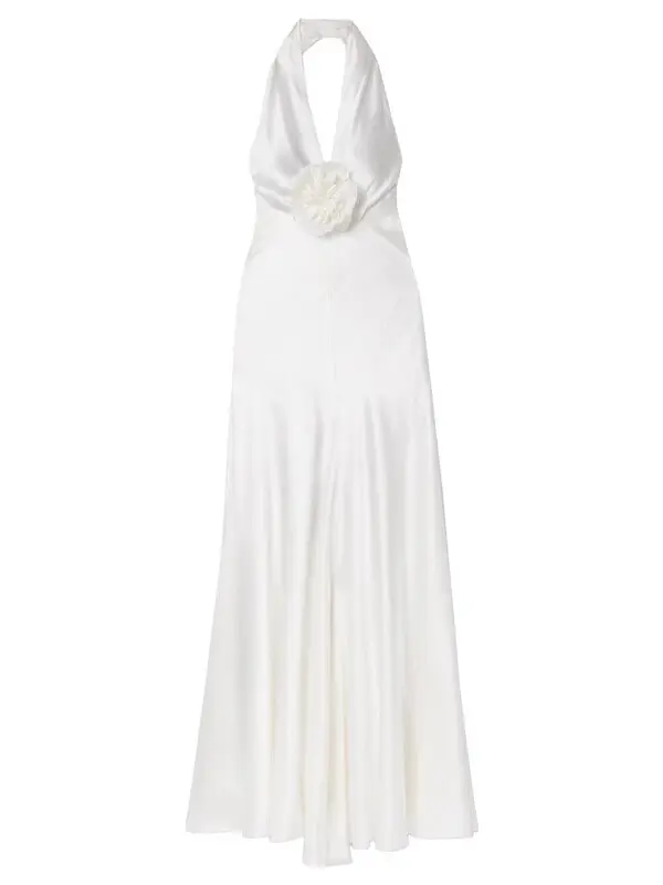 RODARTE Embellished Silk-charmeuse Gown - White