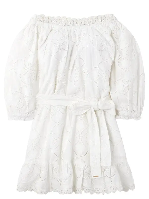 Melissa Odabash Avi Broderie Anglaise Mini Dress - White