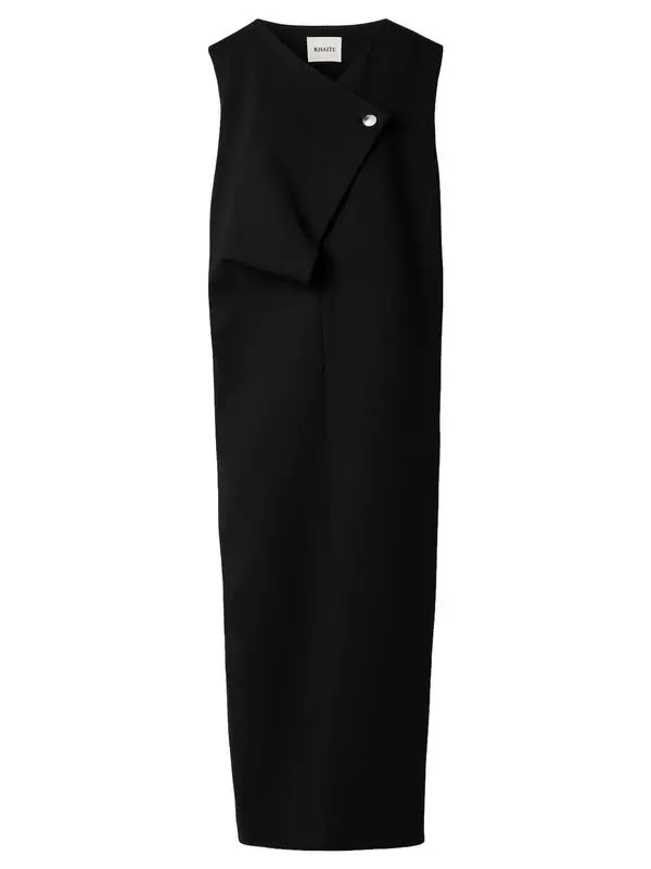 Khaite Crispin Draped Crepe Midi Dress - Black