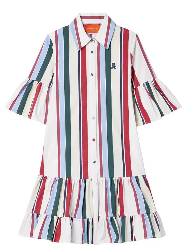 La DoubleJ Choux Printed Ruffled Mini Dress - Neutrals