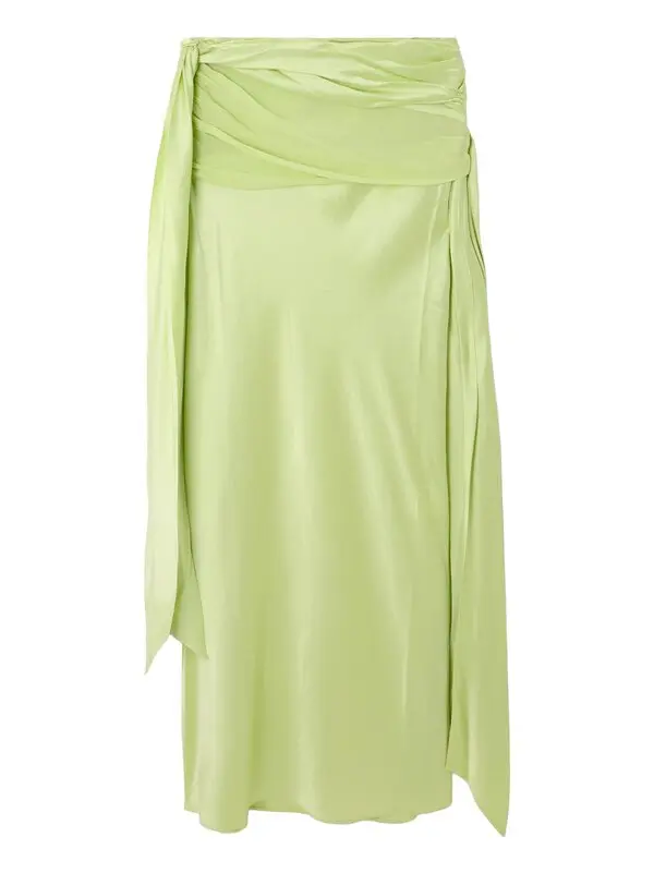 Christopher Esber Knot-detailed Silk-satin Maxi Skirt - Green