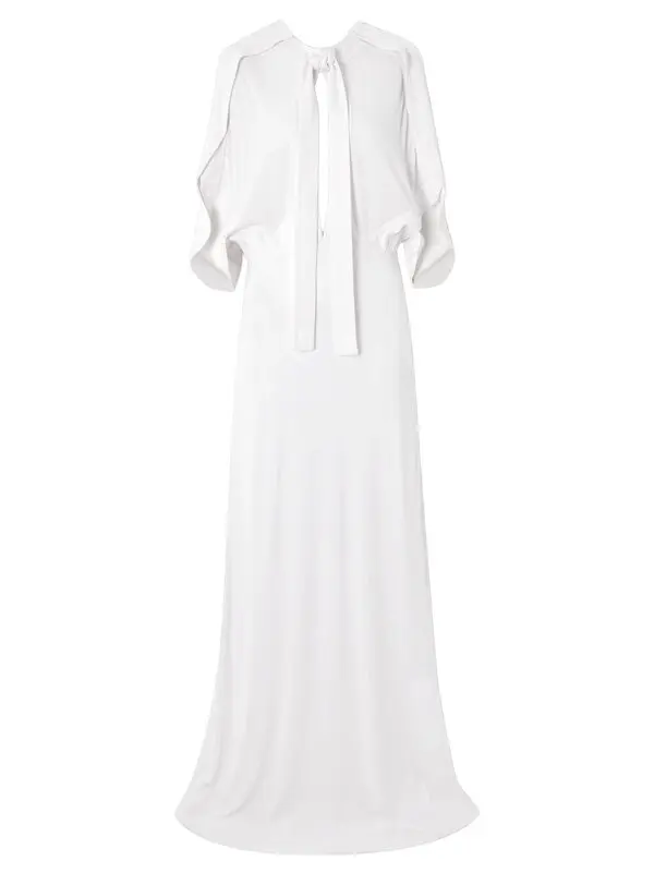 16Arlington Elian Tie-neck Draped Maxi Dress - White
