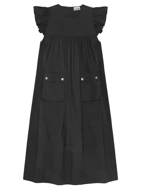 GANNI Cargo-pocket Midi Dress - Black