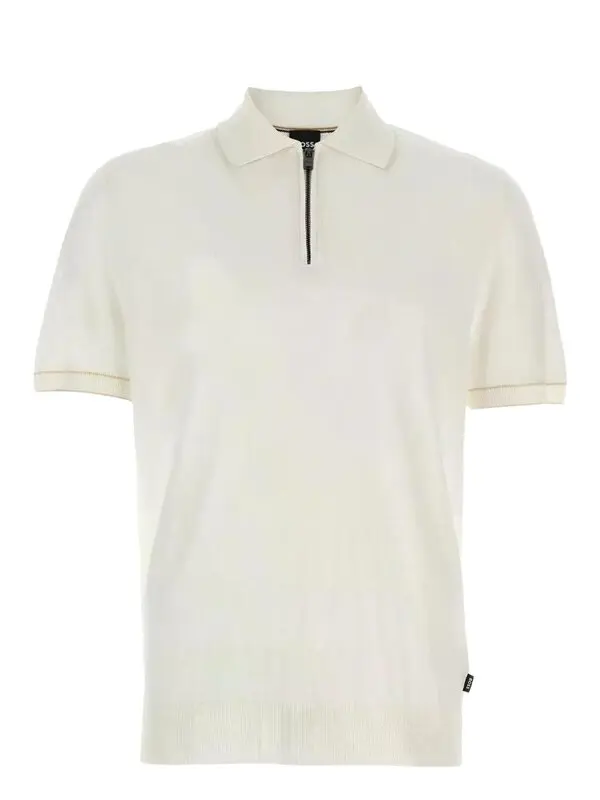 BOSS Jiovanotto Zip-up Short-sleeve Polo Shirt - White