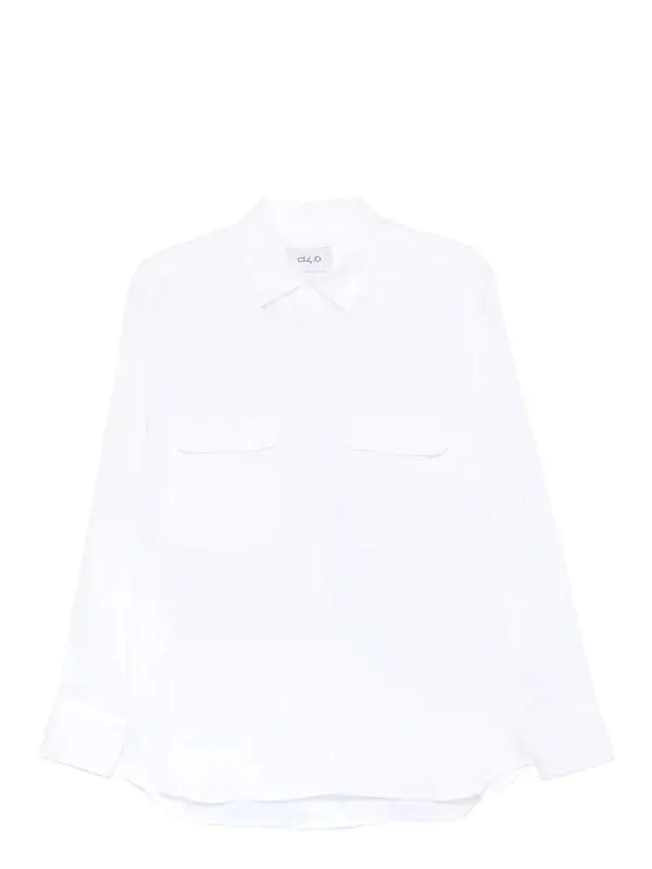 D4.0 Linen Polo Shirt - White