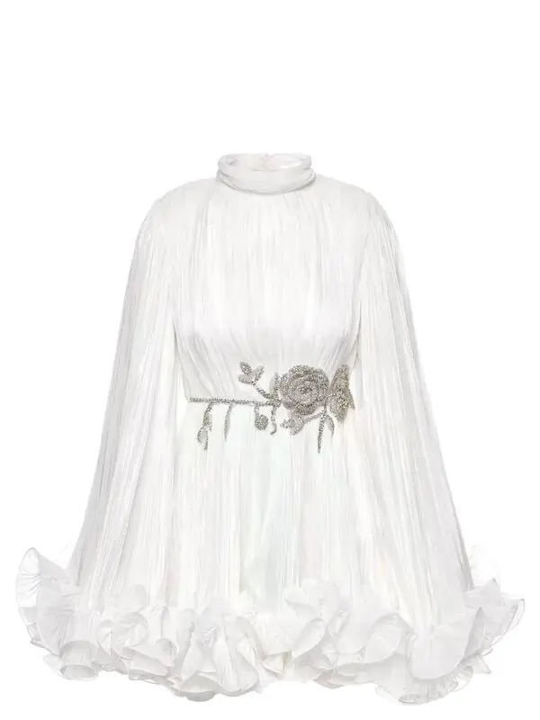 ANA RADU Pleated-cape Mini Dress - White