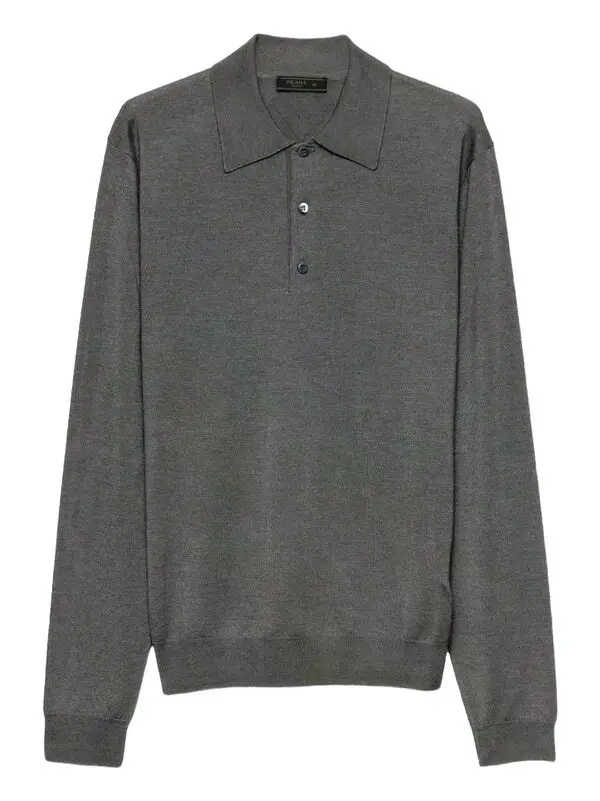 Prada Cashmere-blend Polo Shirt - Grey