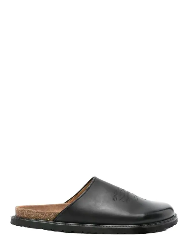 HENDER SCHEME Comfy Cheek Leather Slides - Black