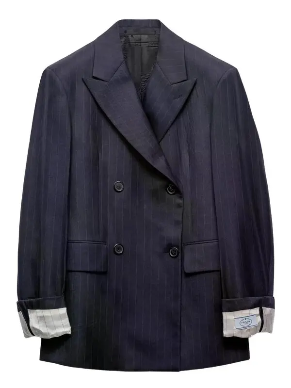 Prada Pinstriped Double-breasted Blazer - Blue