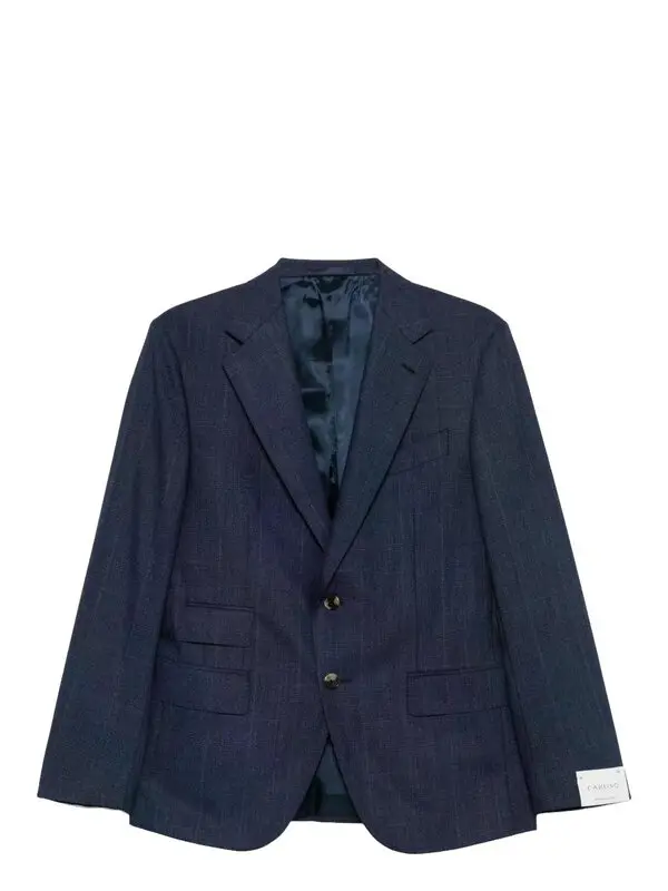 Caruso Checked Blazer - Blue