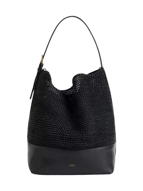 TOTEME Belted Woven Tote Bag - Black