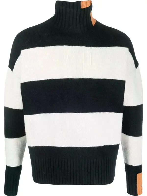 RIGHT FOR Striped High-neck Jumper - Black