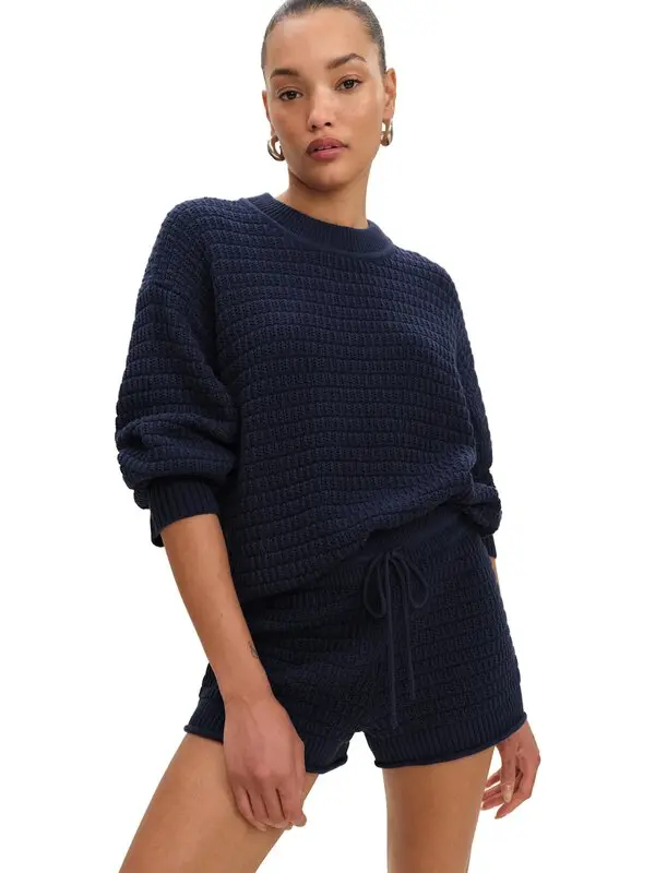 REFORMATION Collie Oversized Cotton Crew Sweater - Blue