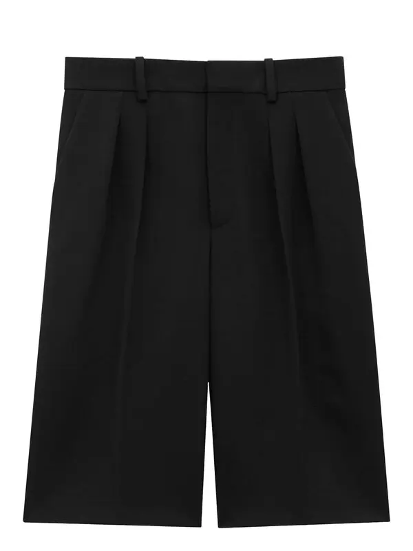 Saint Laurent Grain De Poudre Wool Bermuda Shorts - Black