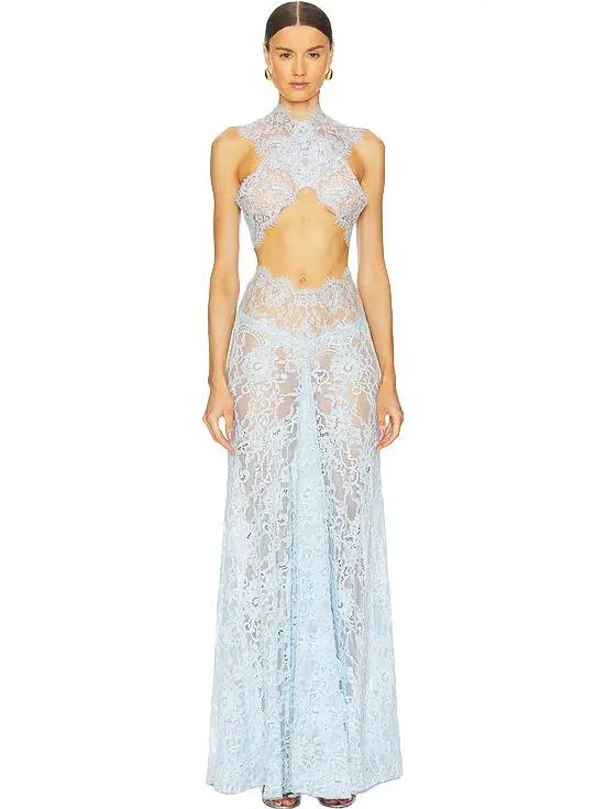 BRONX AND BRONCO Naia Lace Gown - Powder Blue