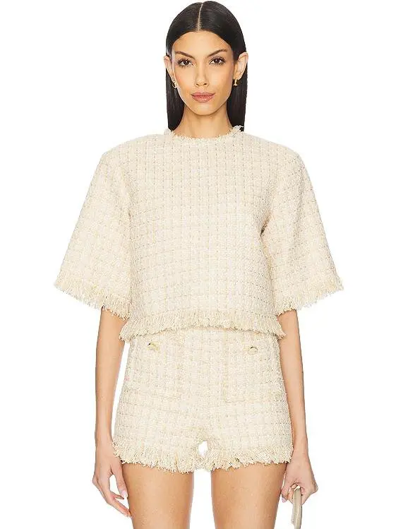 Giuseppe Di Morabito Short Sleeve Tweed Top - Beige