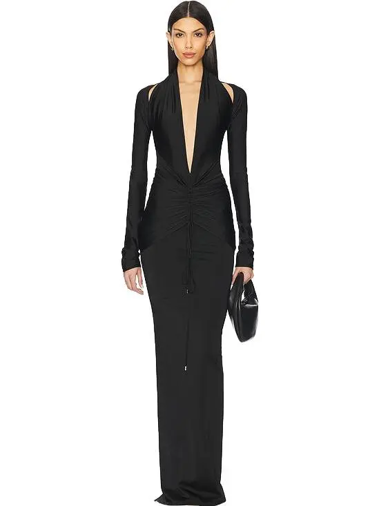 LAQUAN SMITH Deep Plunge Gown - Black