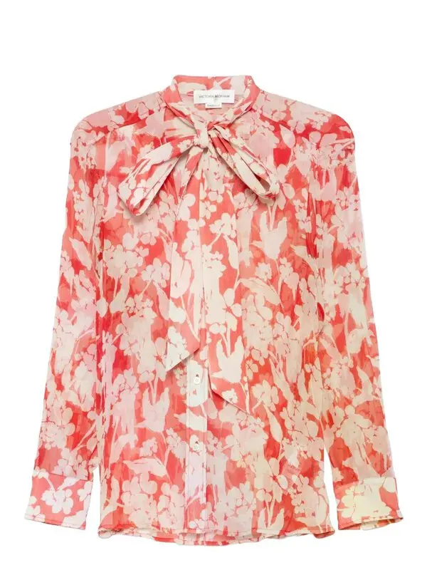 Victoria Beckham Floral Chiffon Shirt - Red