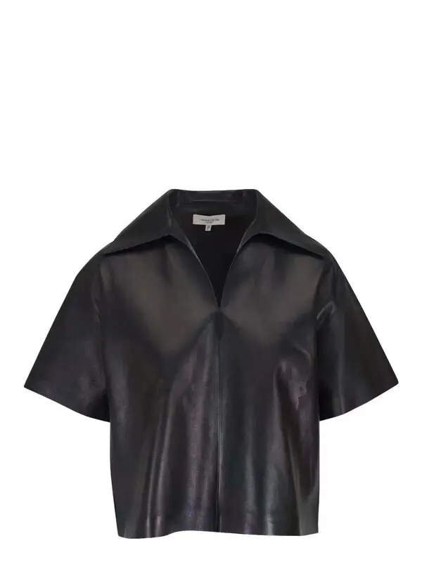 Lafayette 148 New York Leather Blouse - Black