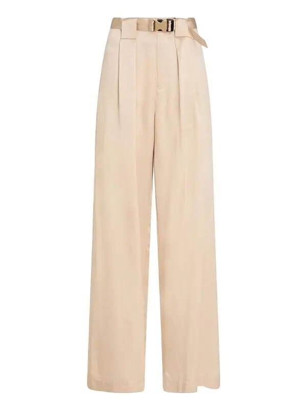 NICHOLAS Iman Belted Wide-leg Pants - Beige
