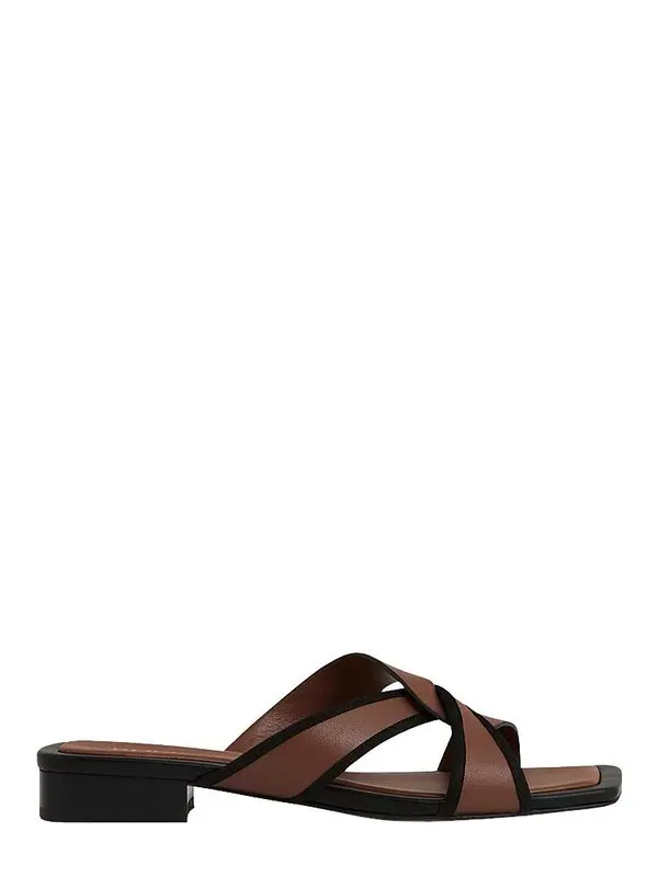 REISS Clara Flat Slide Sandals - Tan