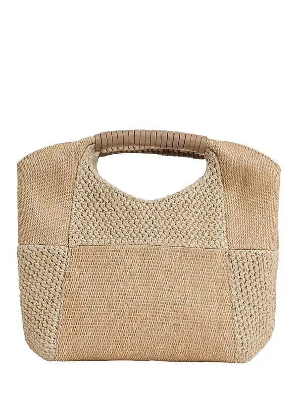 REISS Rosalie Raffia Clutch - Natural