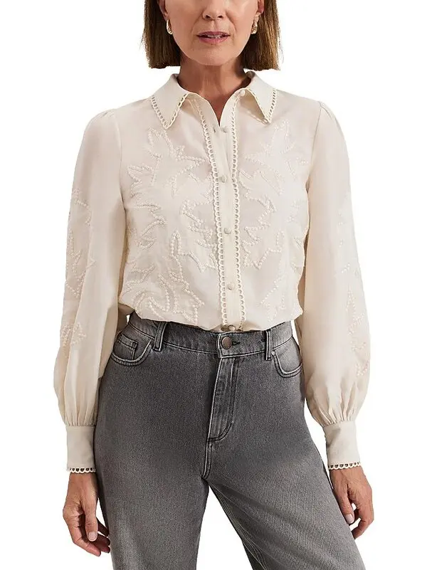 PHASE EIGHT Aneira Sequin Blouse - White