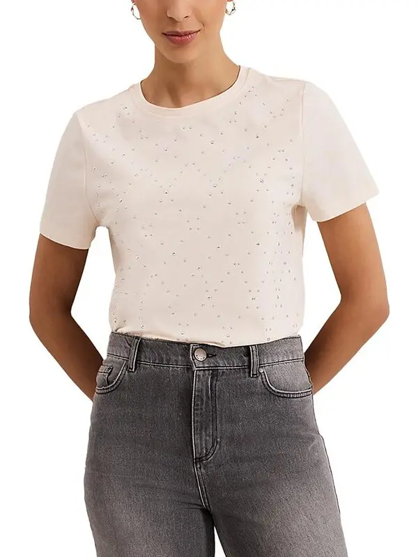 PHASE EIGHT Jada Stud Tee - White