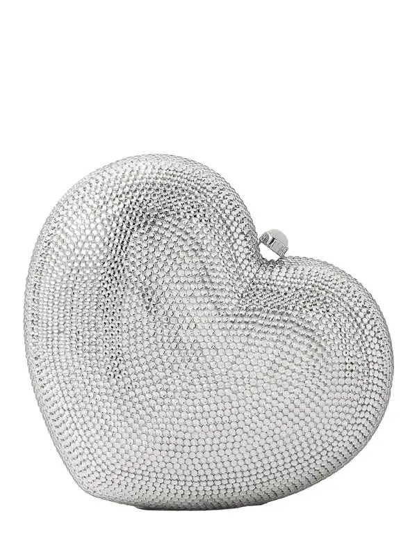 Judith Leiber L'amour Petit Coeur Crystal Clutch - Silver