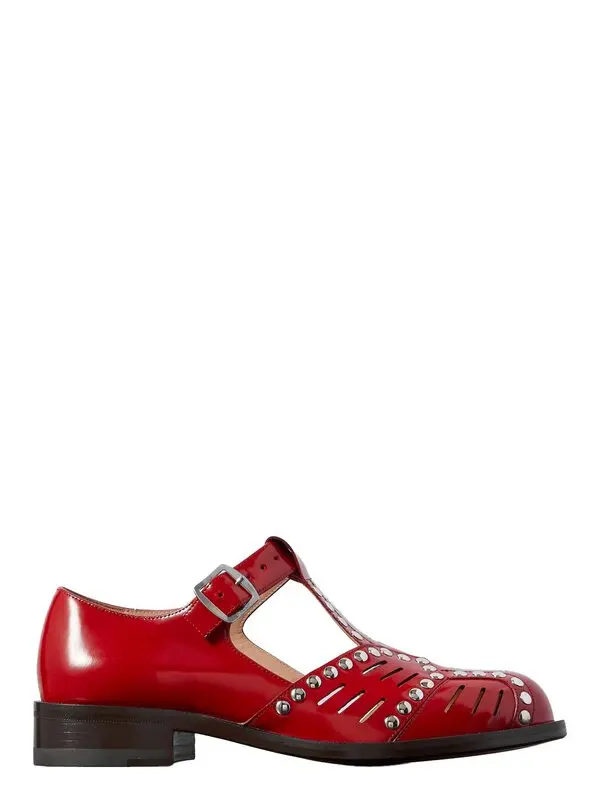 Bally Spiegel Studded Glossed-leather Brogues - Red