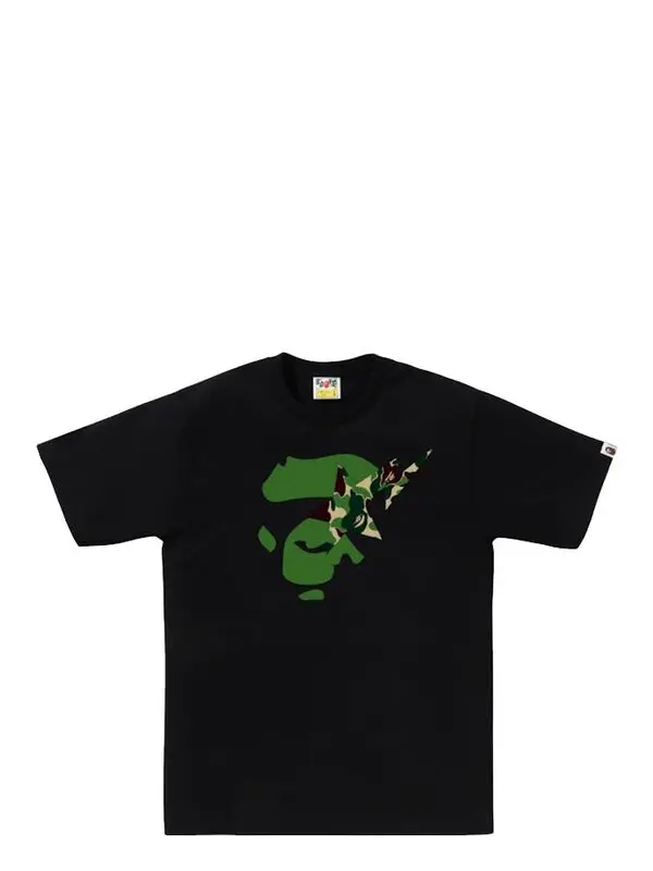 A BATHING APE Abc Camo Ape Face Sta Tee Shirt - Black/green