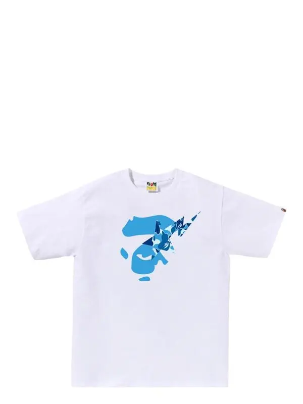 A BATHING APE Abc Camo Ape Face Sta Tee Shirt - White/blue