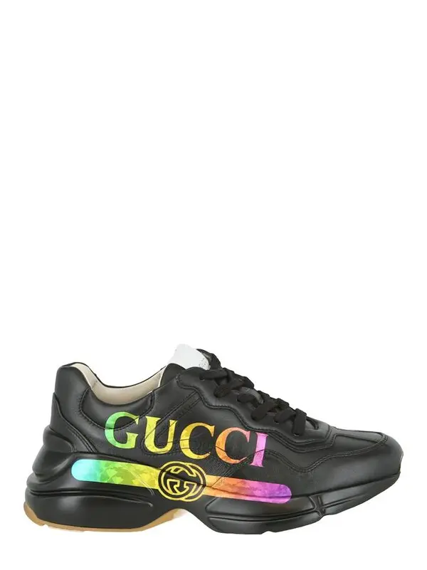 Gucci Rhyton Rainbow Logo Sneakers - Black