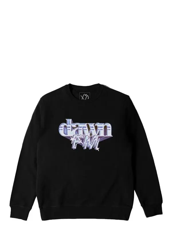 THE WEEKND Dawn Fm Chrome Title Crewneck Sweatshirt - Black