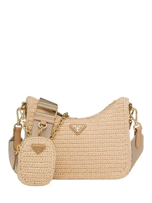 Prada Re-edition 2005 Raffia Bag - Tan