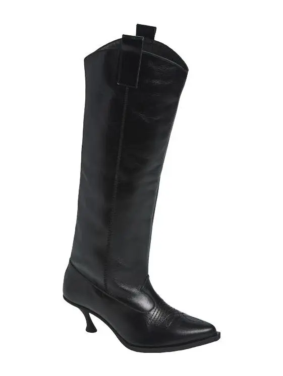 Vaquera Kitten Heel Cowboy Boot - Black