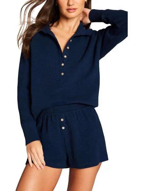 NEGATIVE UNDERWEAR Waffle Knit Pullover - Navy
