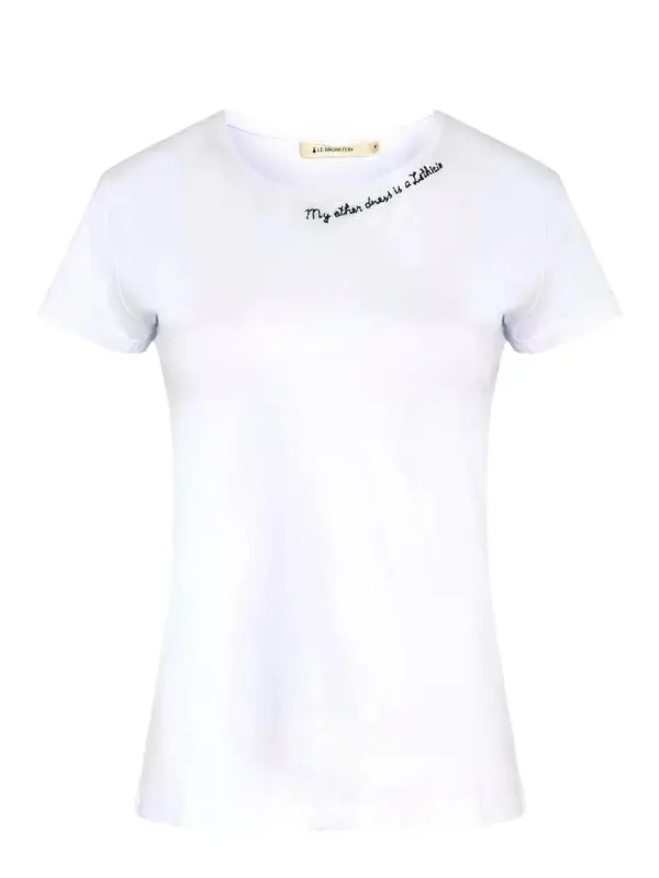 LETHICIA BRONSTEIN Slogan-embroidered T-shirt - White